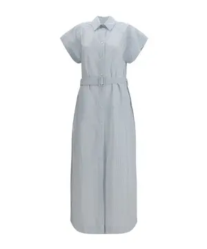 Jacob Cohen Belted Pinstripe Shirt Dress