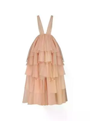TEMILY Tiered Ruffled Maxi Gown - Pink