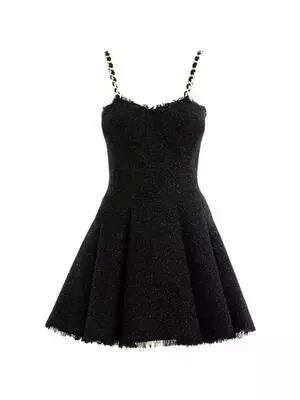 Balmain Chain-link Strap Frayed-edge Mini Dress - Black