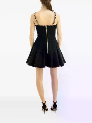 Balmain Chain-link Strap Frayed-edge Mini Dress - Black