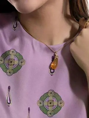 EDINA KISS Fire Opal Drop Pendant Necklace