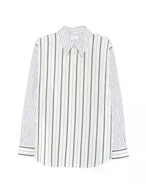 Saint Laurent Vertical-stripe Long-sleeve Shirt - White