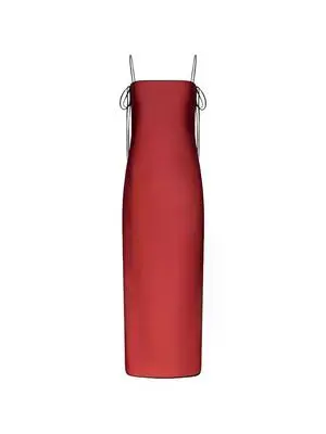 TEMILY Tie-fastening Satin-finish Maxi Dress - Red