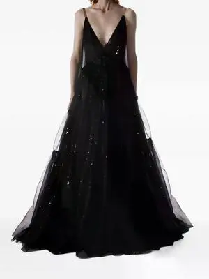 TEMILY Sequin-embellished Tiered Maxi Dress