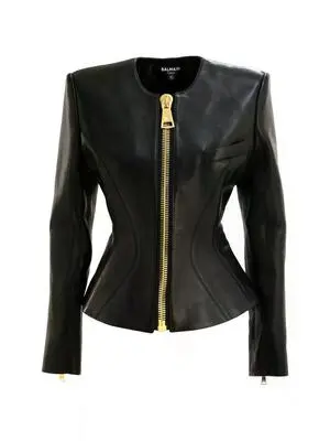 Balmain Zip-up Leather Jacket - Black