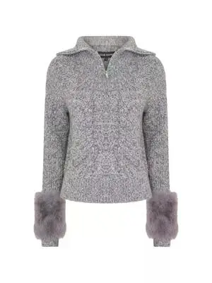 IZAAK AZANEI Faux-fur-cuff Long-sleeve Sweater - Grey