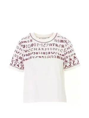 Sea Embroidered Knit T-shirt - White