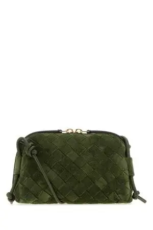 Bottega Veneta Suede Concert Crossbody Bag - Green