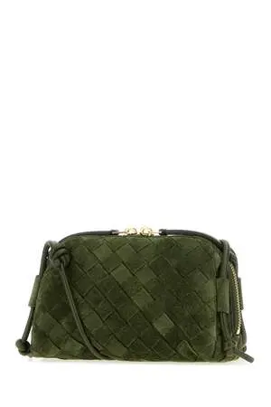 Bottega Veneta Suede Concert Crossbody Bag - Green