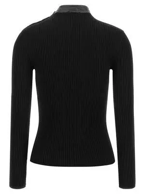COURREGES Courrèges Ribbed Viscose Blend Sweater With Vinyl High Neck