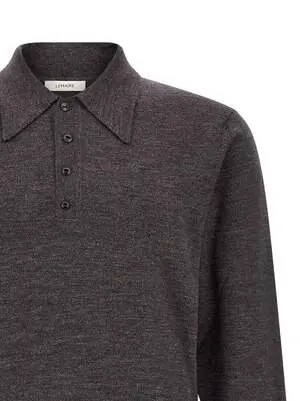 LEMAIRE Mouliné Wool Polo Shirt - Brown