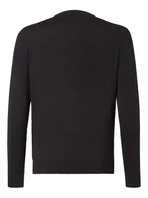 Fendi Wool Pullover With Embossed Ff Pocket - Black