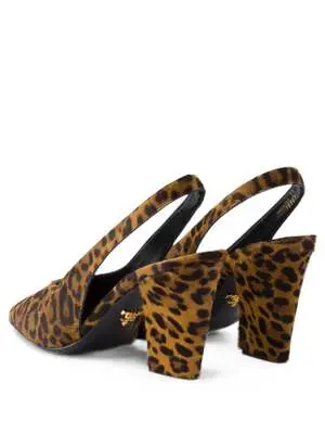 Prada Printed Calf Hair Slingback Pumps - Brown