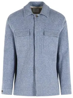 ELEVENTY Eleventy Light Blue Cotton And Wool Overshirt Men