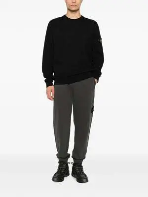Stone Island Crew Neck Cotton Jersey Sweatshirt - Black