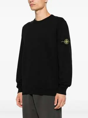 Stone Island Crew Neck Cotton Jersey Sweatshirt - Black