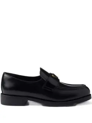 Prada Brushed Leather Loafers - Black