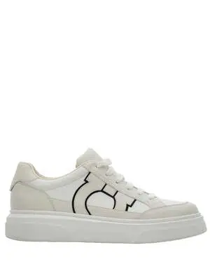 FERRAGAMO Cassina Gancini Calf Leather Sneakers - White