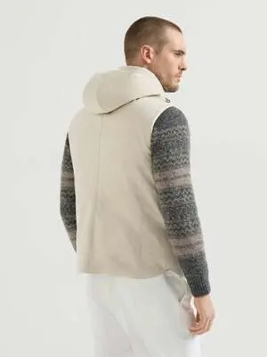 Brunello Cucinelli Bonded Wool Flannel Down Vest With Detachable Hood - Multicolor