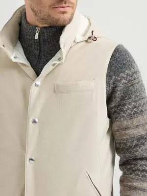 Brunello Cucinelli Bonded Wool Flannel Down Vest With Detachable Hood - Multicolor
