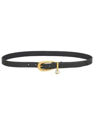 Saint Laurent Elongated Buckle Thin Belt In Leather - Black