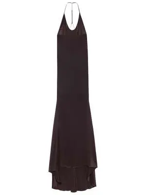 TOM FORD Peach-feel Silk Satin Halterneck Evening Dress - Brown