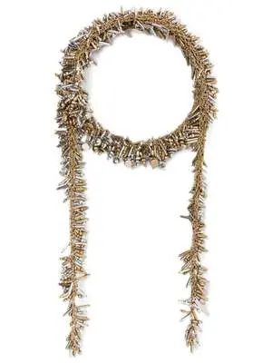 Dries Van Noten Beaded Scarf Necklace - Silver