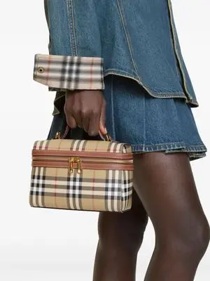 Burberry Check Vanity Bag With Detachable Strap