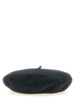 Brunello Cucinelli Precious Detail' Basque Cap In Anthracite Grey Wool