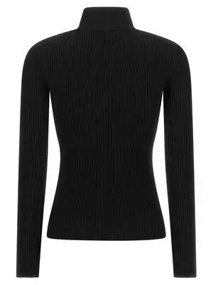 COURREGES Courrèges Ribbed Cut-out High Neck Sweater - Black
