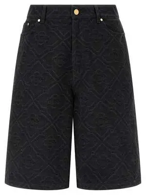 Casablanca Laser Monogram Denim' Bermuda Shorts - Black