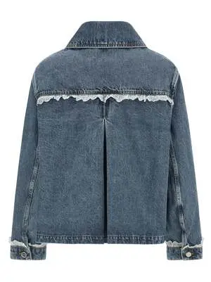 GANNI Denim Jacket With Lace Details - Blue
