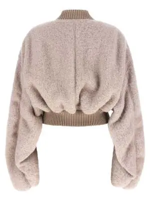 Rick Owens Cropped Flight Bomber Jacket In Alpaca And Wool Blend - Pink