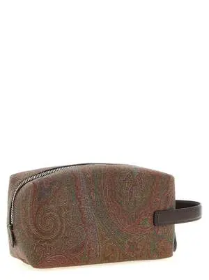 Etro Arnica Small Beauty Bag In Paisley Jacquard - Brown