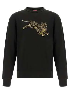 Kenzo Jumping Tiger Sequin And Bead Embroidered Sweatshirt - Black