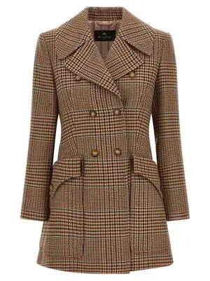 Etro Prince Of Wales Coat - Brown