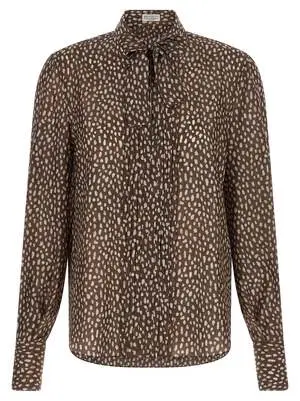 Brunello Cucinelli Lavallière Collar Shirt - Brown