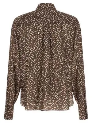 Brunello Cucinelli Pure Silk Lavallière Collar Shirt With Abstract Polka Dots