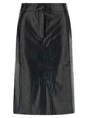 Andamane New Xania" Embossed Leather-effect Pencil Skirt - Black
