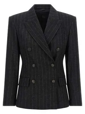 BRUNELLO CUCINELLI Brunello Cucinelli Pinstripe Sequined Double-Breasted Blazer