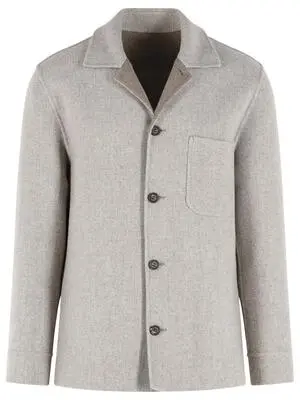 ELEVENTY Eleventy Green And Beige Wool And Cashmere Overshirt Men