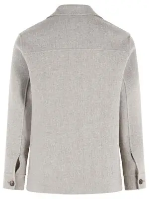 Eleventy And Beige Wool And Cashmere Overshirt - Green