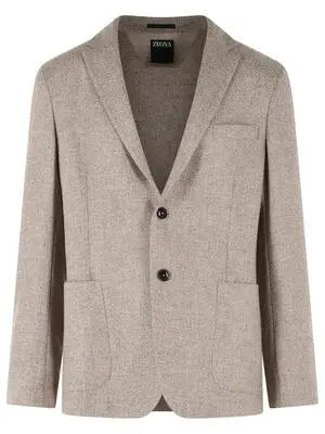 Zegna Beige Wool Blazer - Cream