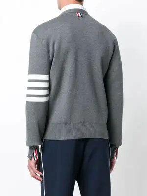 Thom Browne 4-bar V-neck Cotton Cardigan