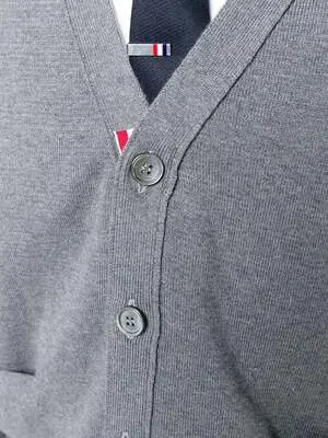 Thom Browne 4-bar V-neck Cotton Cardigan