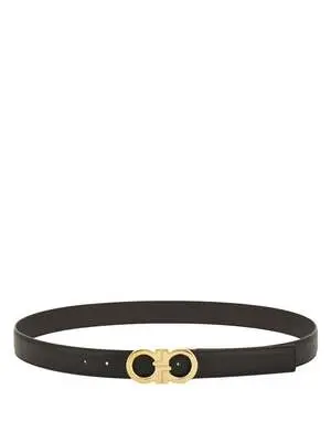FERRAGAMO Grained Leather Reversible Gancini Belt - Black