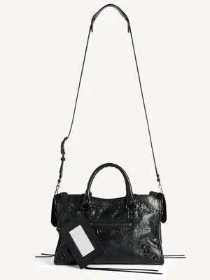 Balenciaga Le City Bag In Arena Leather - Black