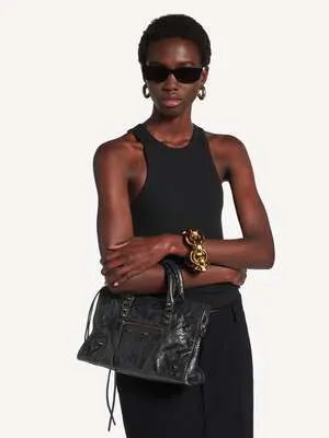 Balenciaga Le City Bag In Arena Leather - Black