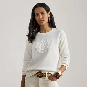 Ralph Lauren Embroidered-logo Combed Cotton Sweater - White