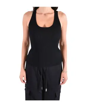Michael Kors Ribbed Scoop-neck Tank Top - Black